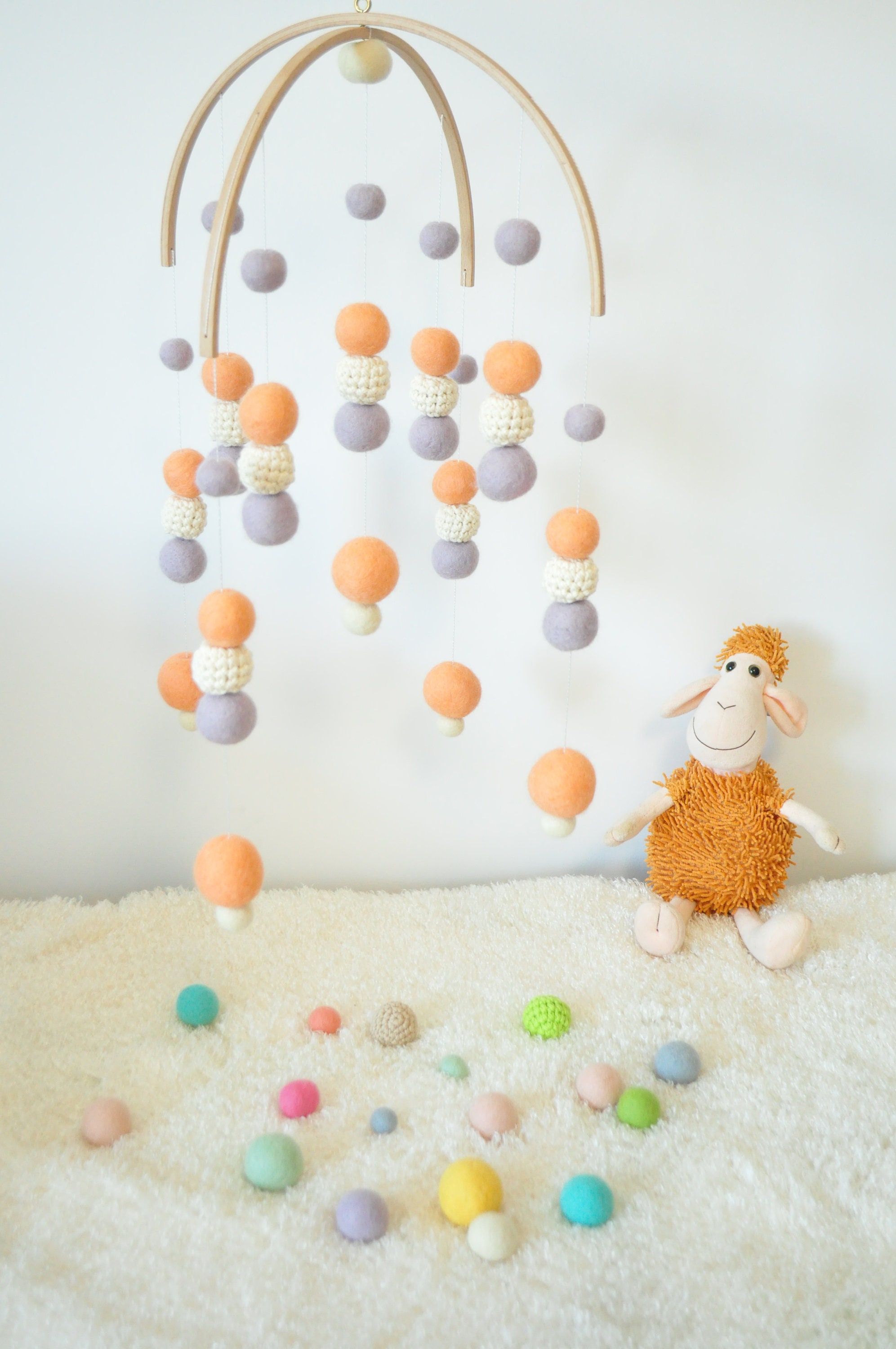 Baby Crib Mobile Balls Gifr for New Parents Purple Pom Pom - Etsy Singapore