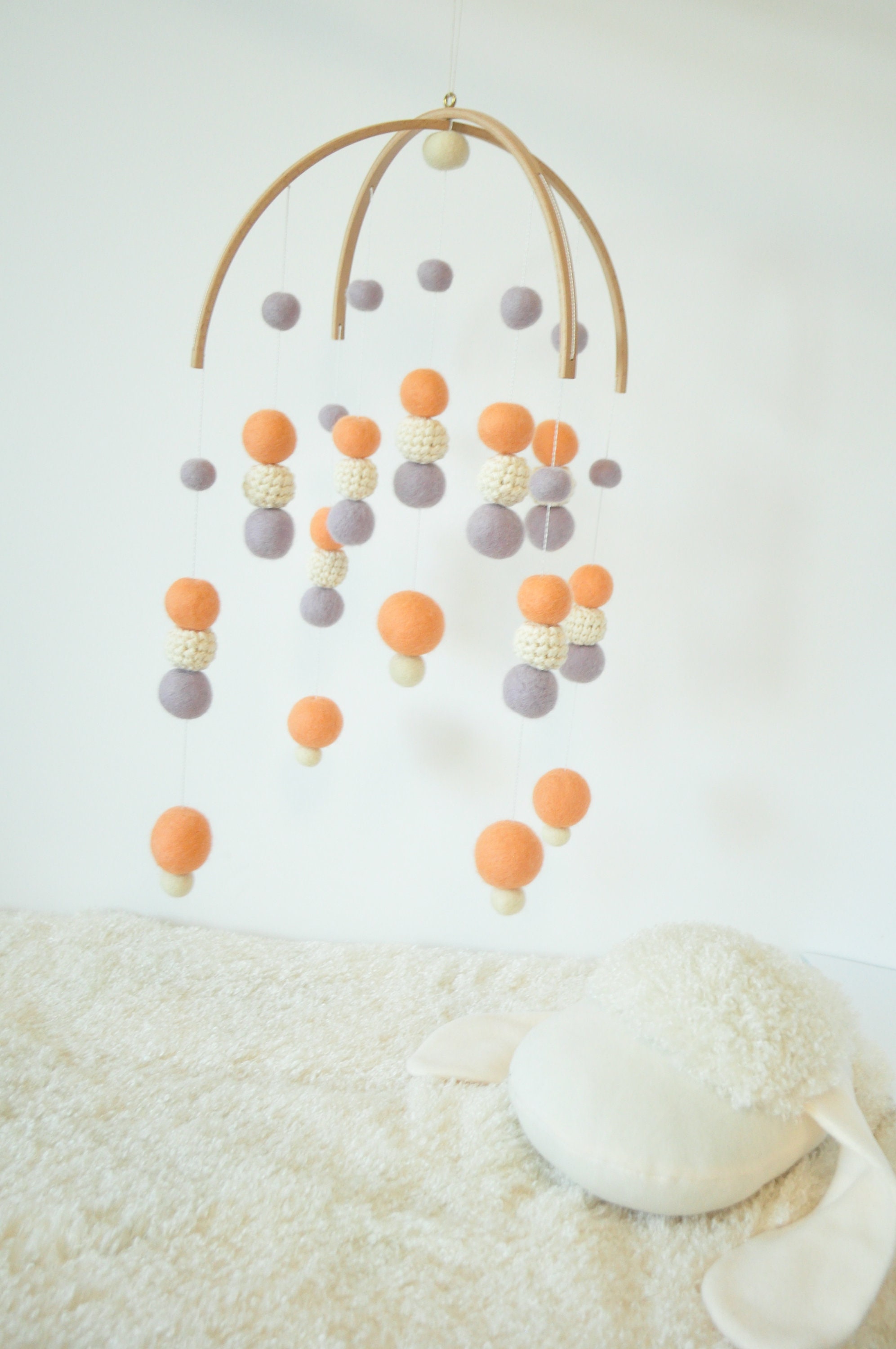 Baby Crib Mobile Balls Gifr for New Parents Purple Pom Pom - Etsy Singapore