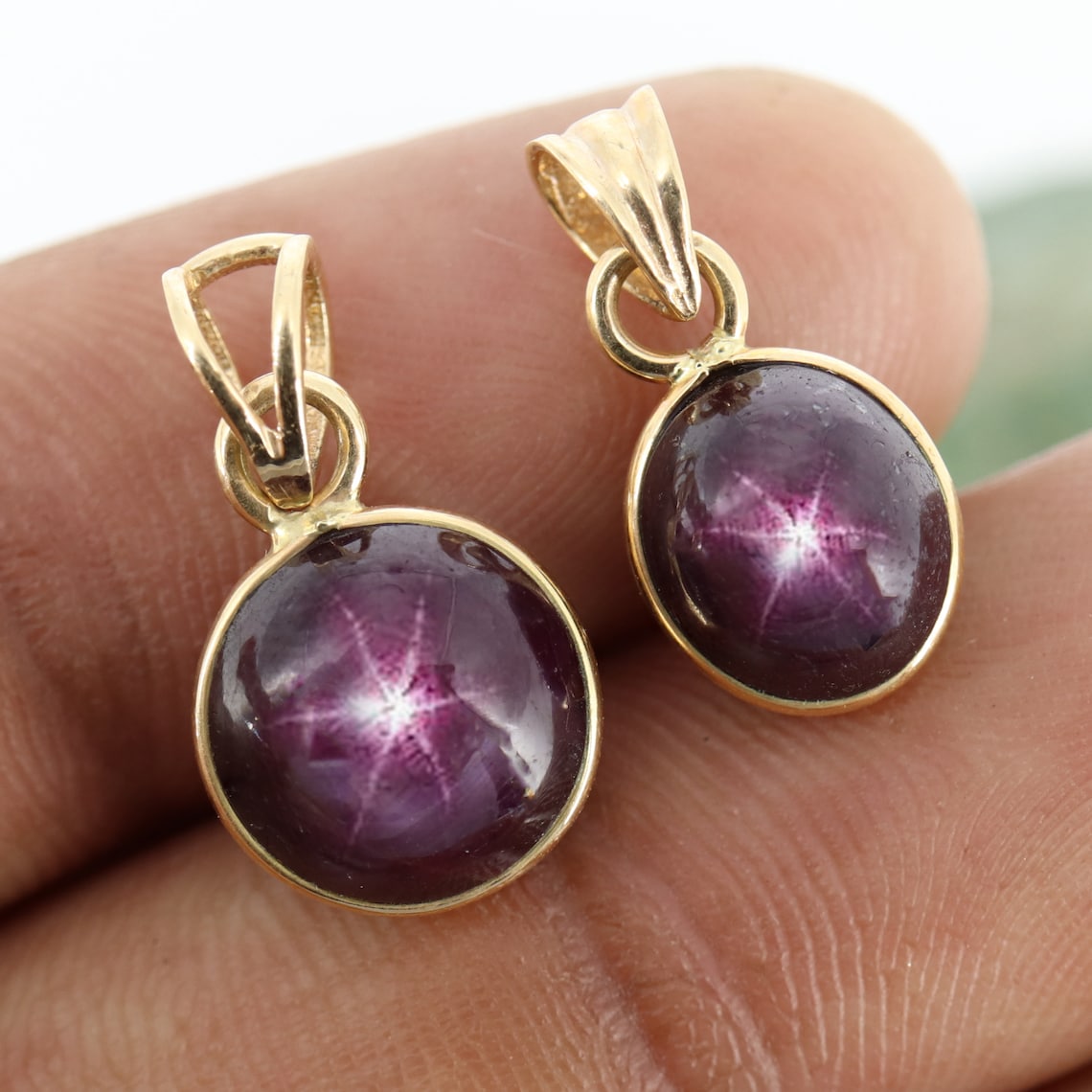 Star Ruby Necklace, Starburst Ruby Necklace, 14k Gold Star Ruby ...