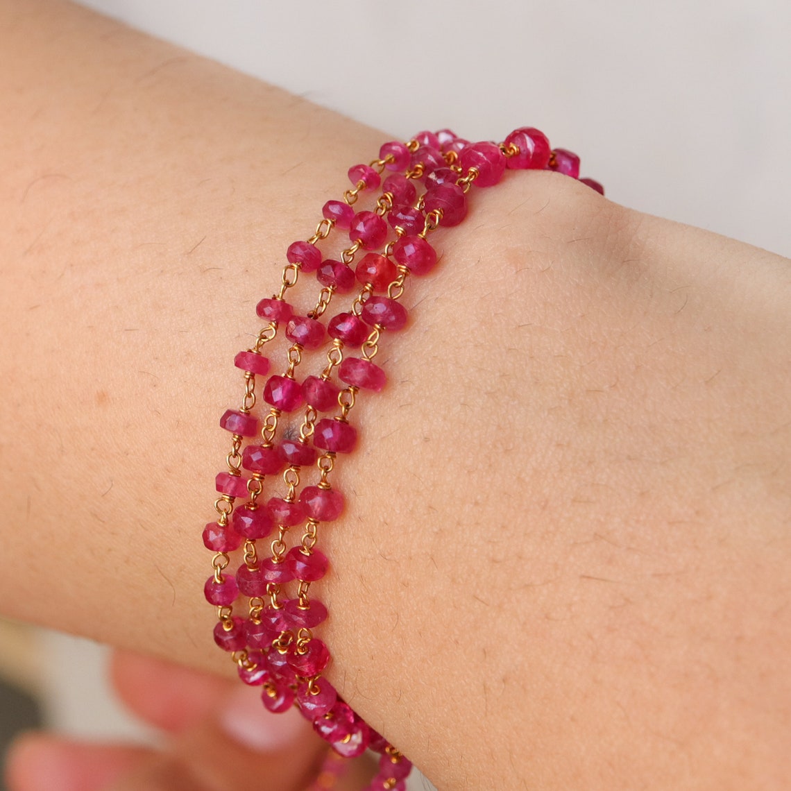 Natural Ruby Rosary Chain in 18k Solid Yellow Gold/natural Red - Etsy