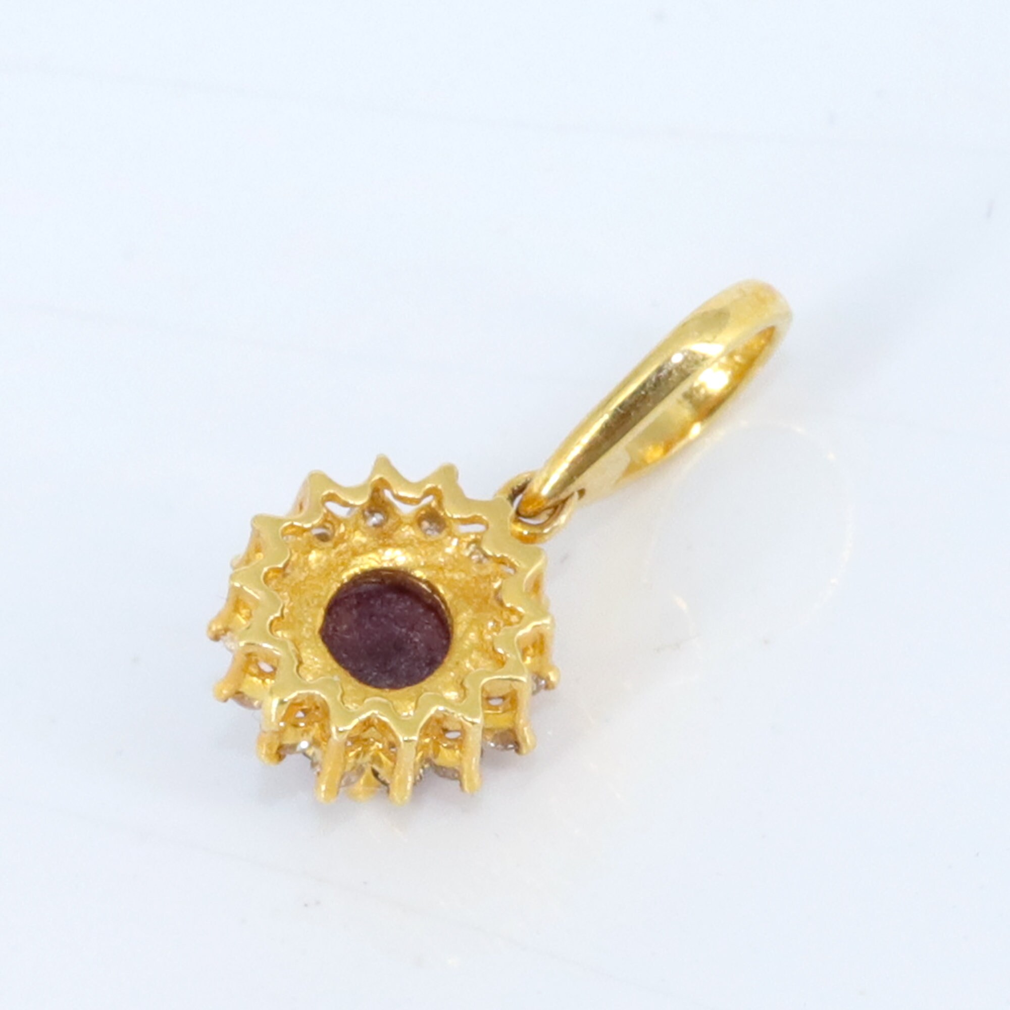 Dainty Star Ruby With Natural Diamond Pendant, 18K Gold Handmade Star ...