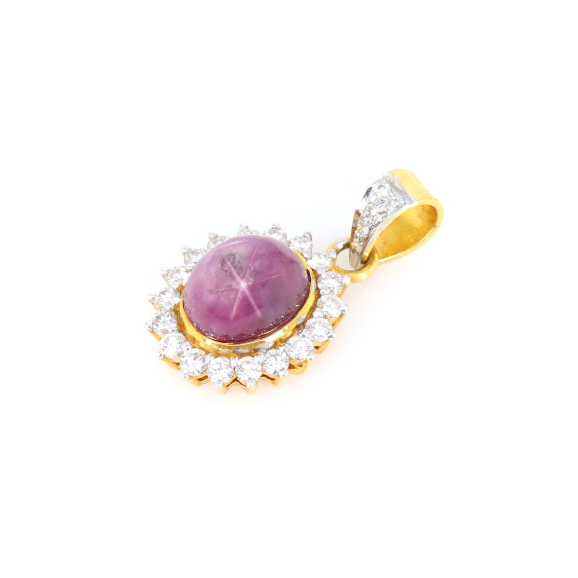 Antique Star Ruby Necklace Diamond Halo Pendant Flower Floral Cluster ...