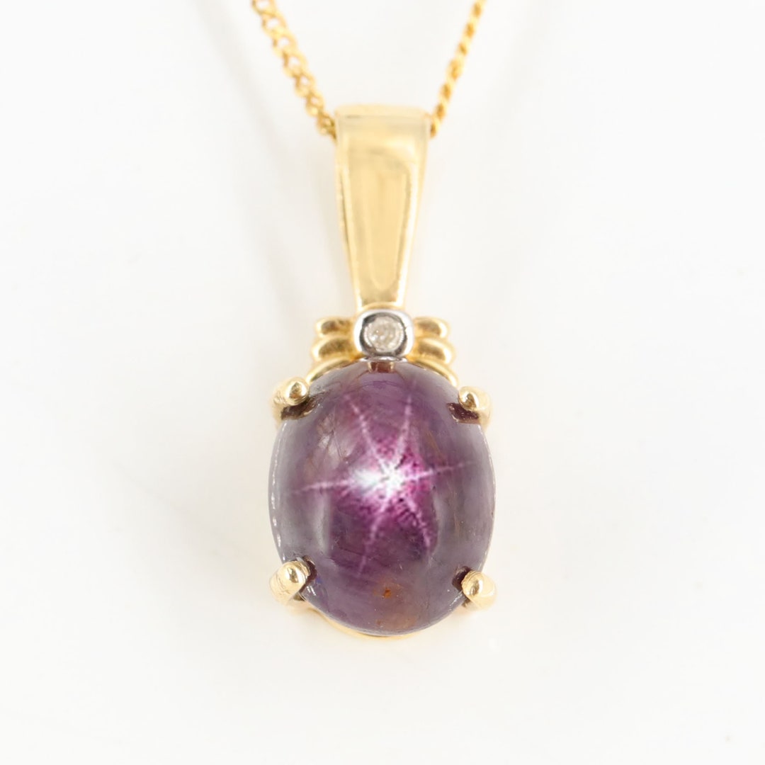 Star Ruby Pendant, 14K Gold Handmade Star Ruby Jewellery, Dainty ...