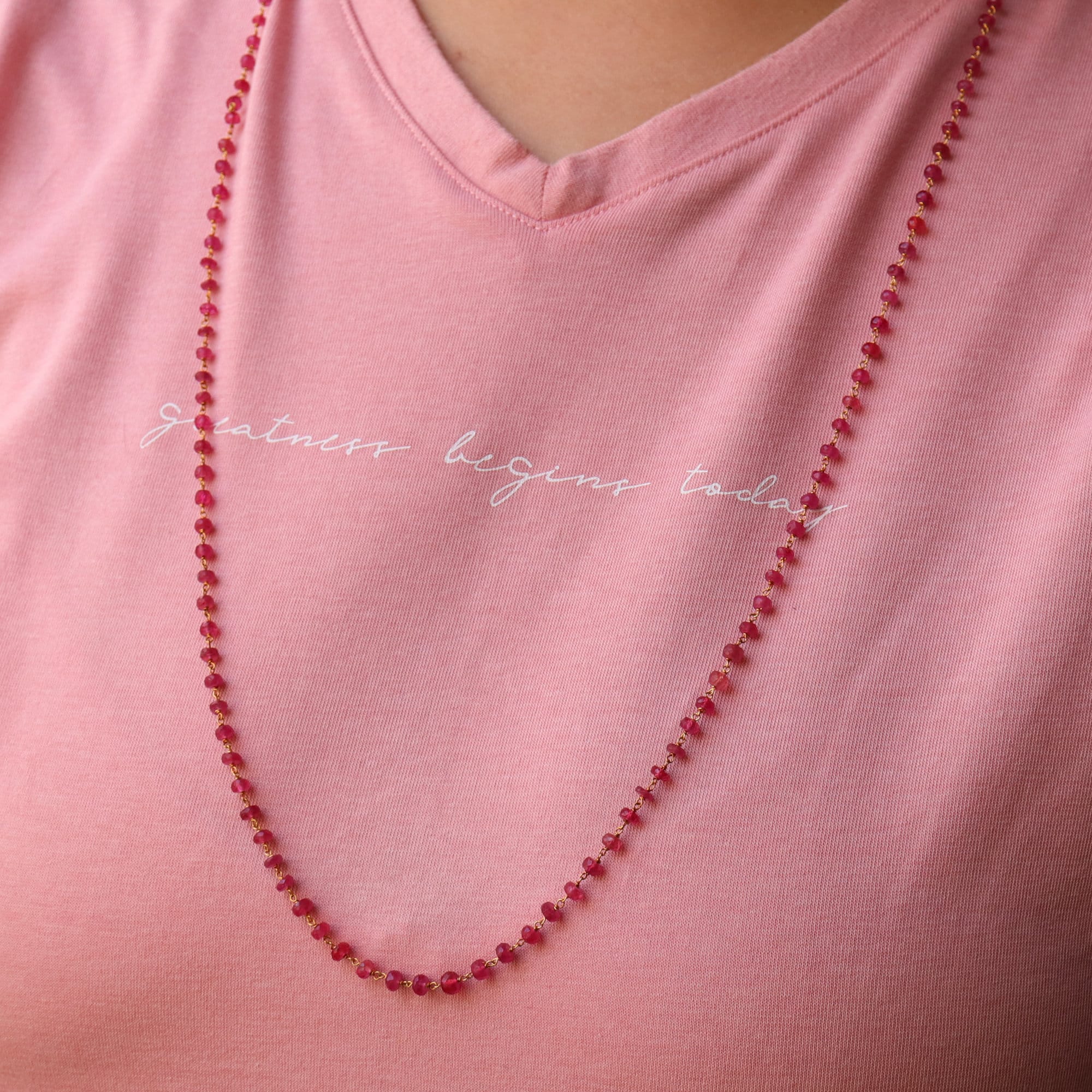 Natural Ruby Rosary Chain in 18k Solid Yellow Gold/natural Red Color ...