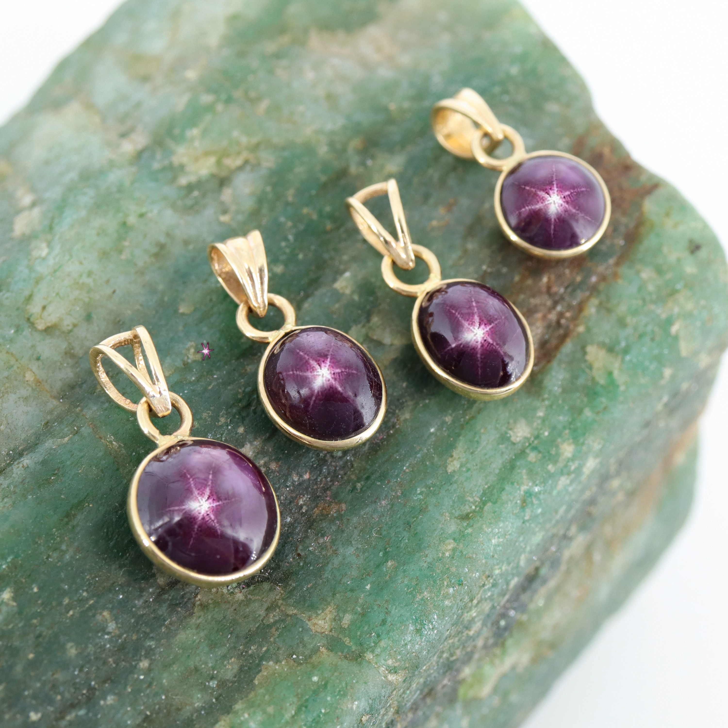 Star Ruby Necklace, Starburst Ruby Necklace, 14k Gold Star Ruby ...