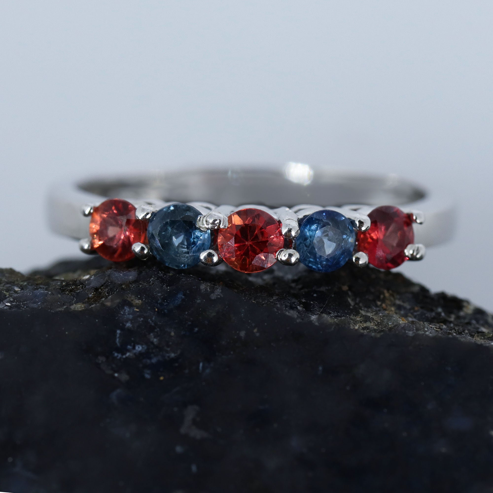 925 Sterling Silver Ring Multi Sapphire Gemstone Ring Round - Etsy