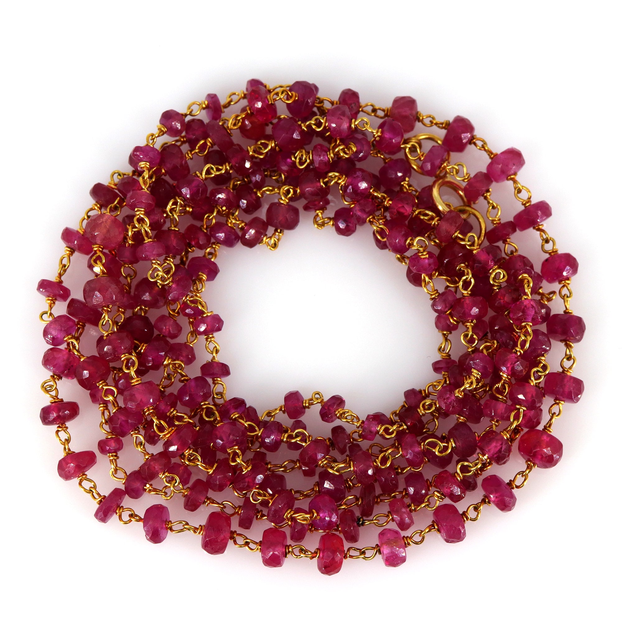 Natural Ruby Rosary Chain in 18k Solid Yellow Gold/natural Red Color ...