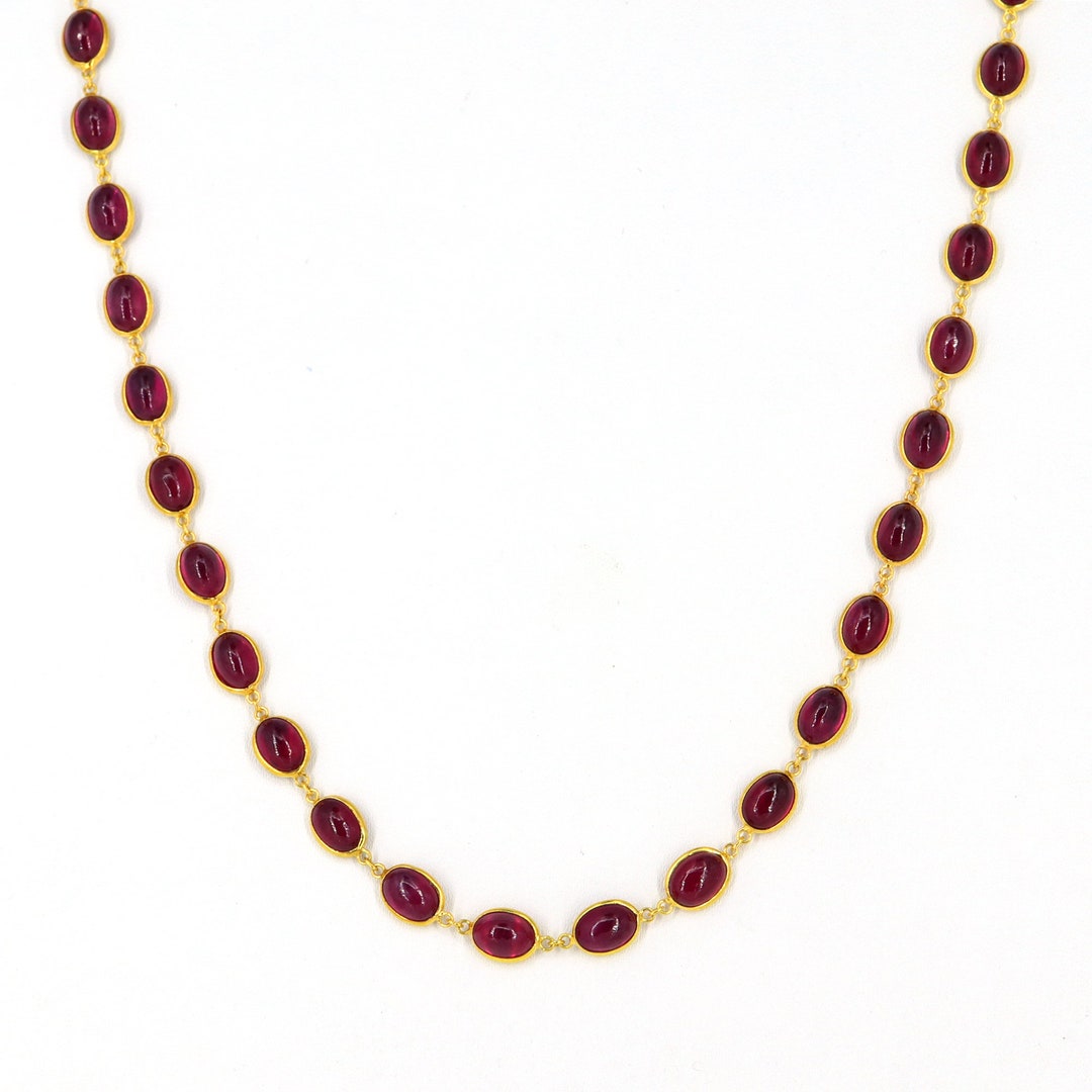 Ruby Necklace Chain/rosary Chain in 18k Solid Yellow Gold/red Color ...