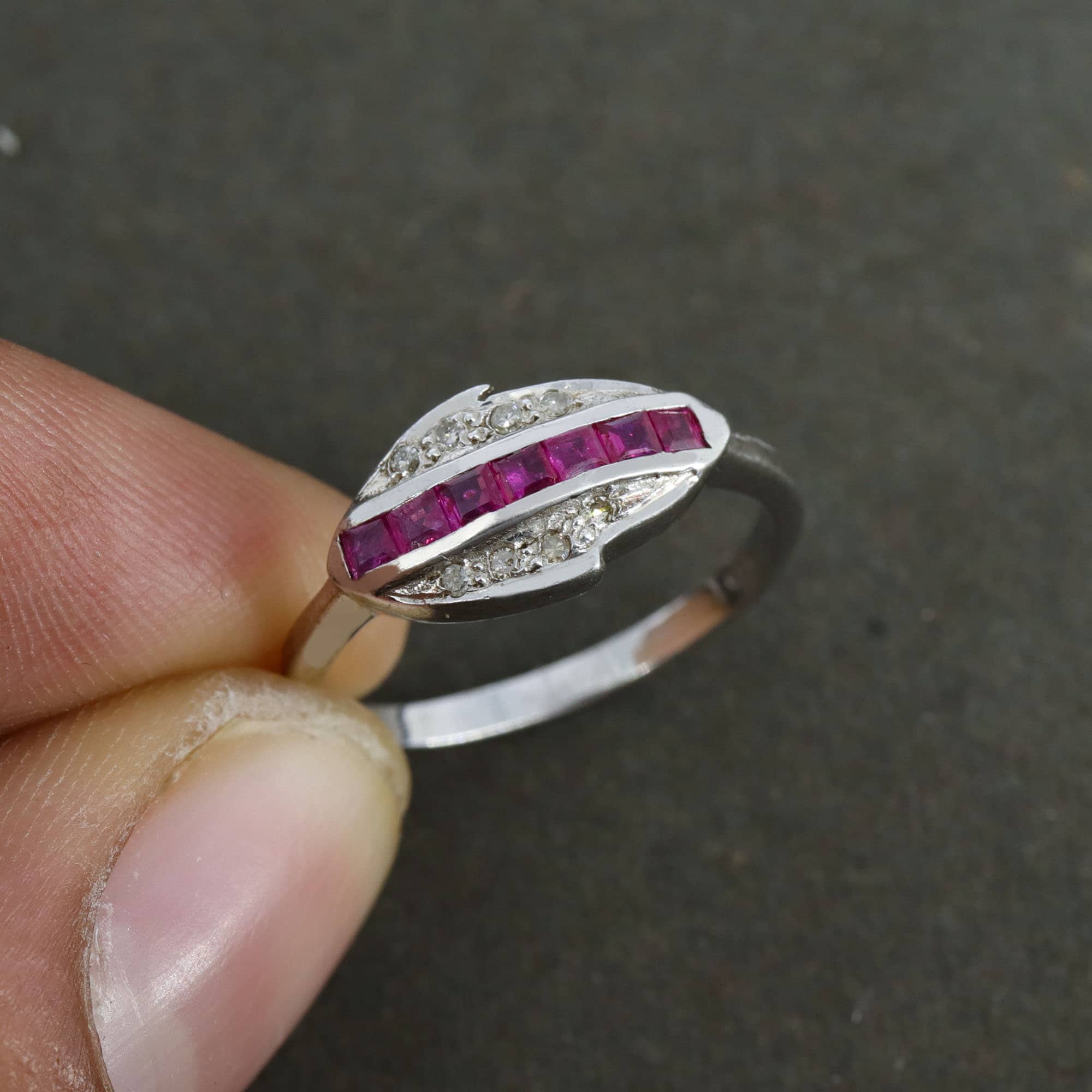 Leaf Design Rings Natural Ruby and Diamond Ring Dainty - Etsy