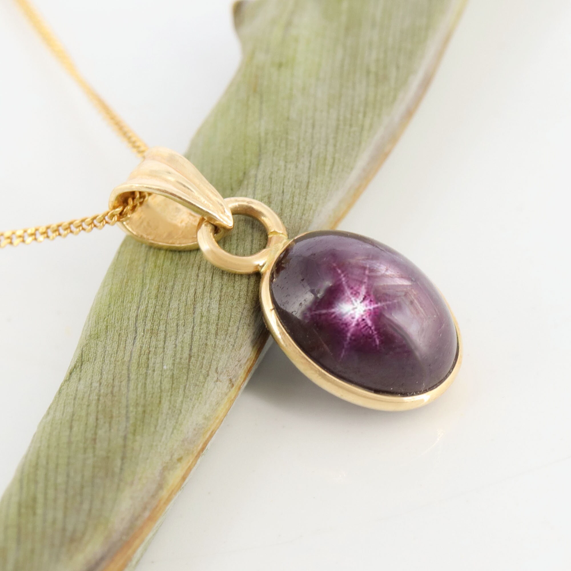 Star Ruby Pendant, 14K Gold Handmade Ruby Jewellery, Top Quality Star ...
