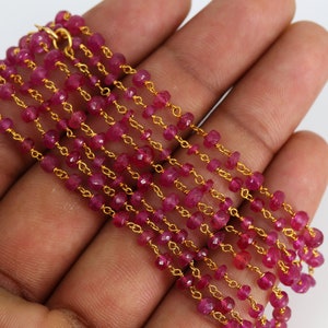 Natural Ruby Rosary Chain in 18k Solid Yellow Gold/natural Red Color ...