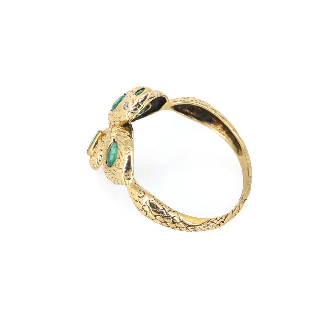 Solid Gold Snake Ring, Gold Snake Ring With Gemstone Eyes, Emerald Ruby ...