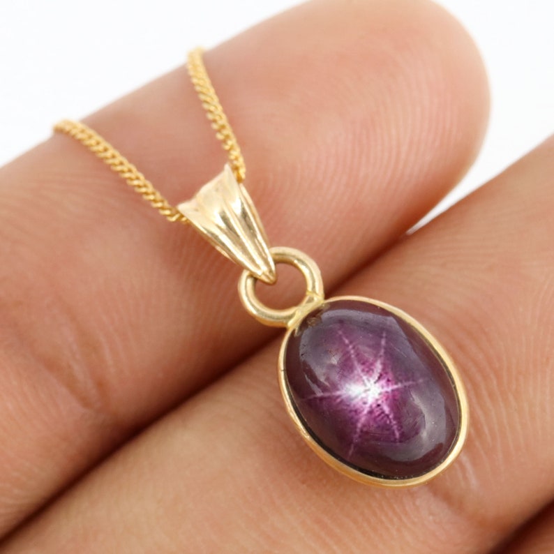 Star Ruby Pendant, 14K Gold Handmade Ruby Jewellery, Top Quality Star ...