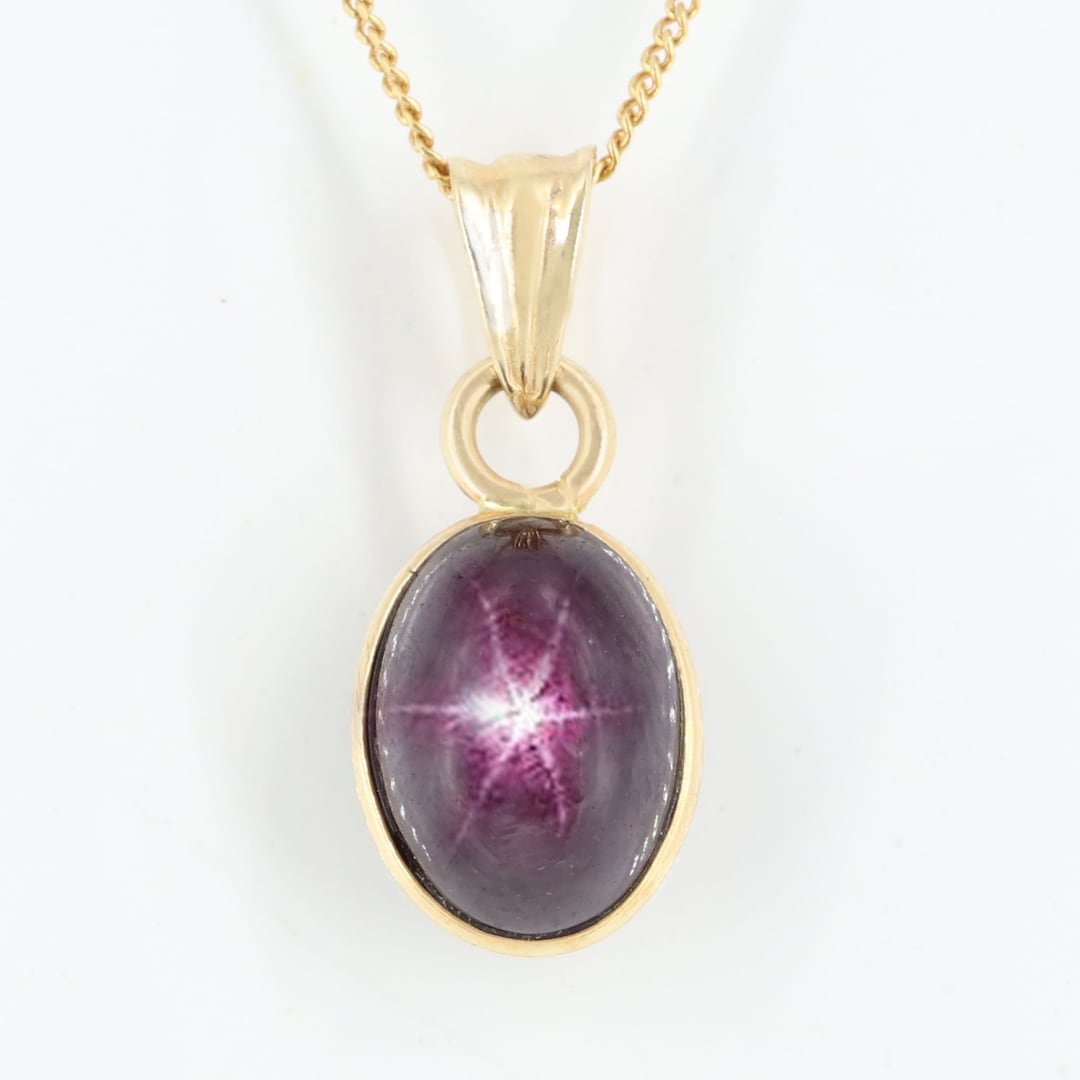 Star Ruby Pendant, 14K Gold Handmade Ruby Jewellery, Top Quality Star ...