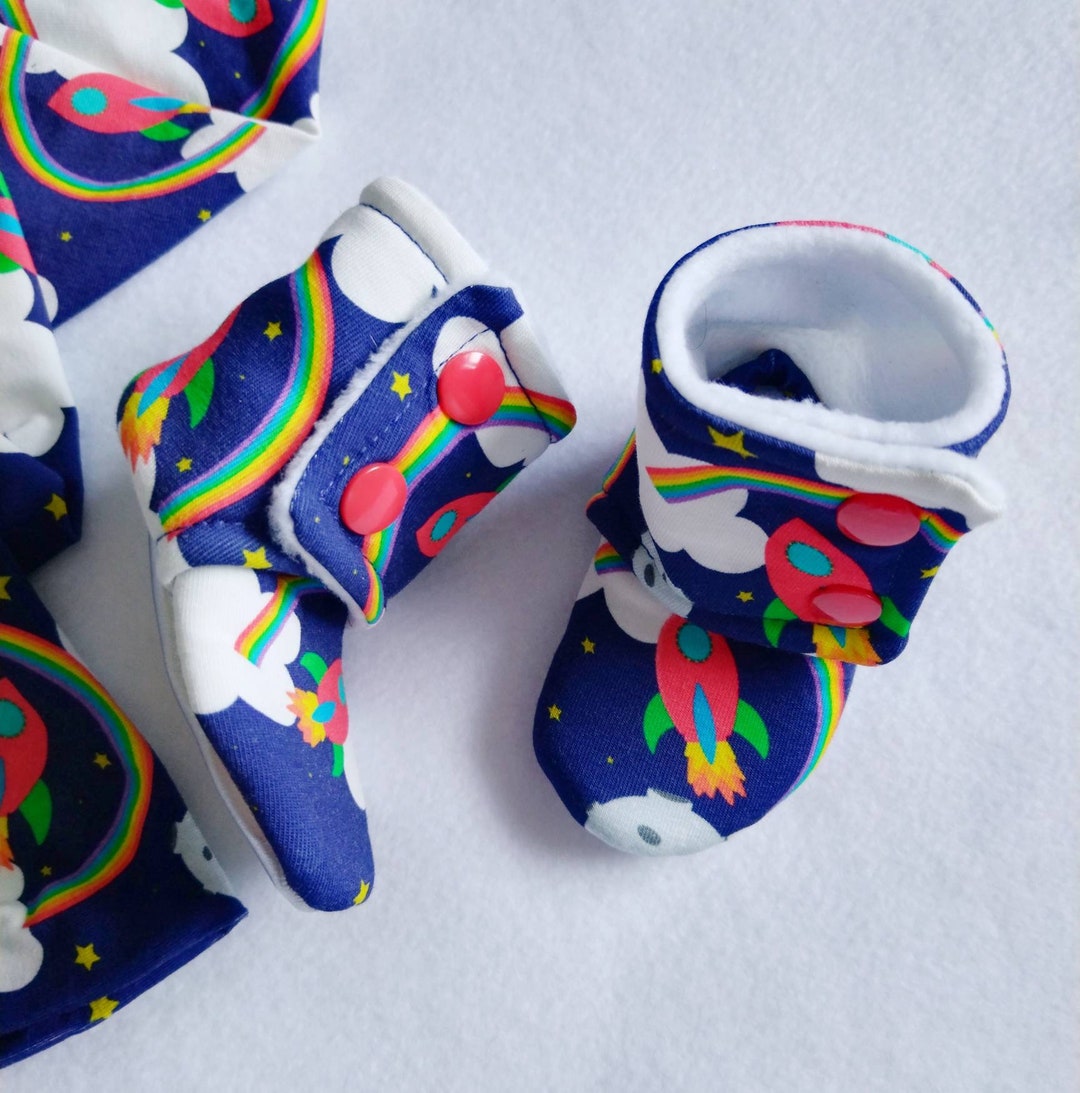 Handmade Rocket Shoes, Space Baby Soft Sole Booties, Rainbow Boots ...