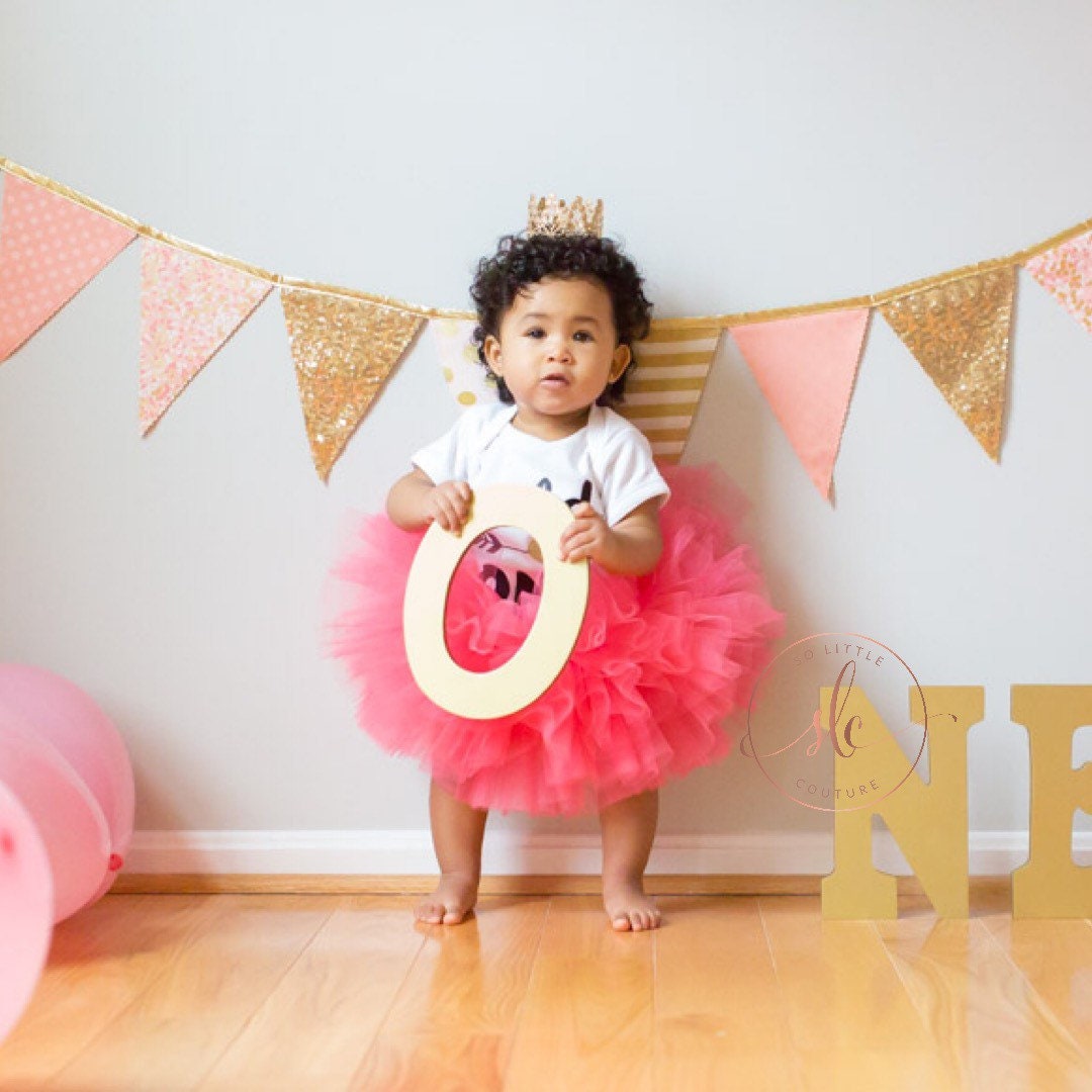 Coral Cake Smash Baby Toddler Tutu in Fluffy Layers. High-quality Sewn ...