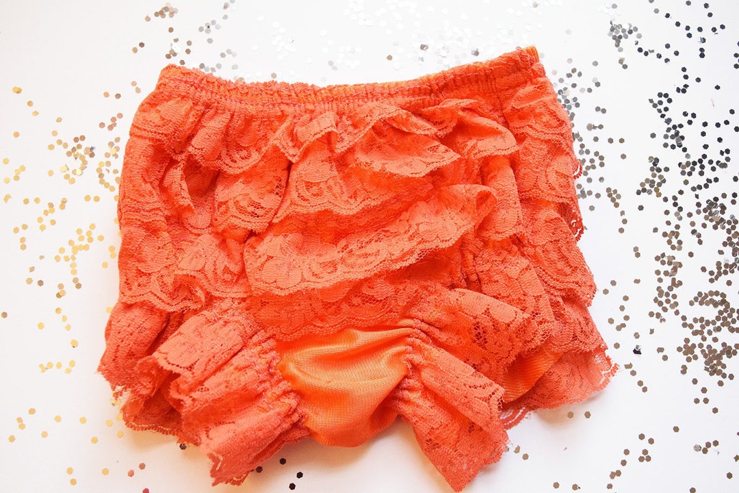Orange Vintage Look Lace Full Front and Back Ruffled Baby Bloomer - Etsy