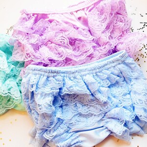 Blue Vintage Look Lace Full Front and Back Ruffled Bloomer - Light Blue ...