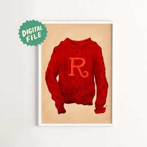 Initial R Letter Sweater Poster or Card Personalized Custom Valentine ...