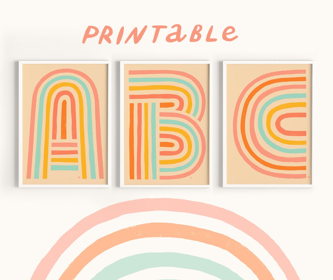 Rainbow Letters Posters or Cards | Printable Digital File ...