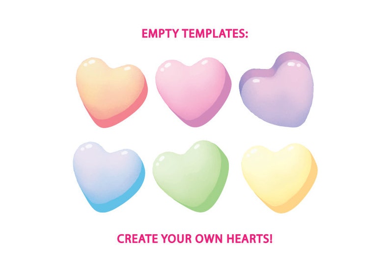 Conversation Heart Candies Clipart PNG SVG PDF Love Hate - Etsy