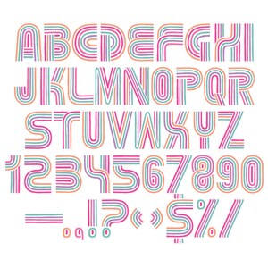 Rainbow Typeface Clipart | Pink Teals Purple PNG SVG PDF 70s Hippie ...