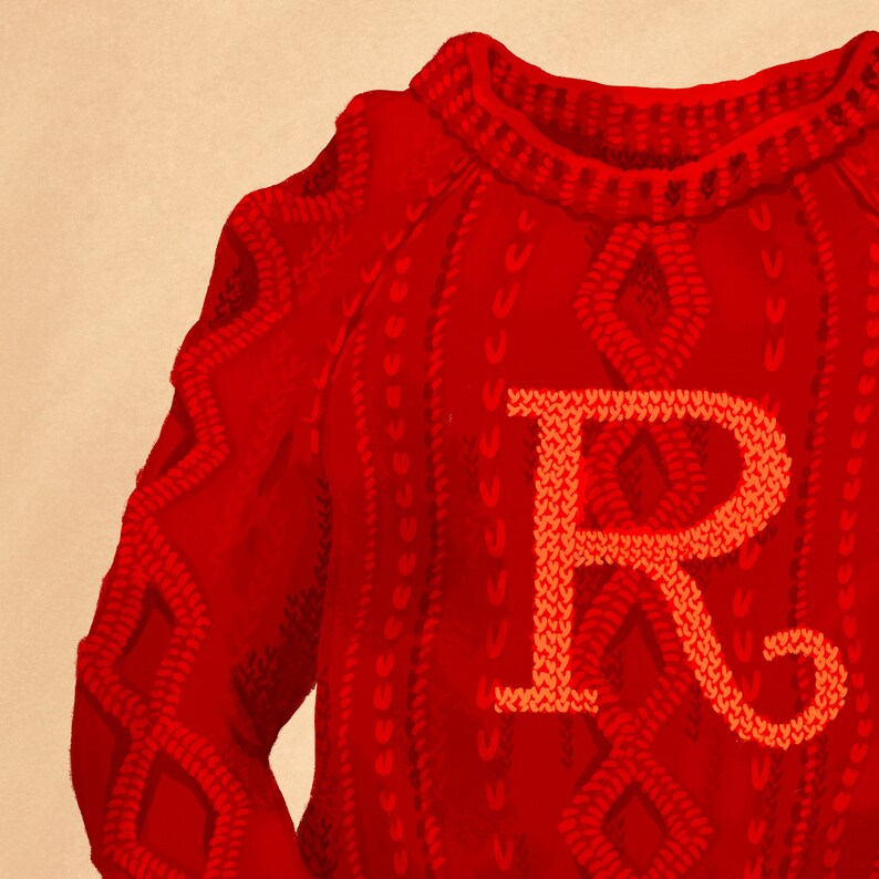 Initial R Letter Sweater Poster or Card Personalized Custom - Etsy