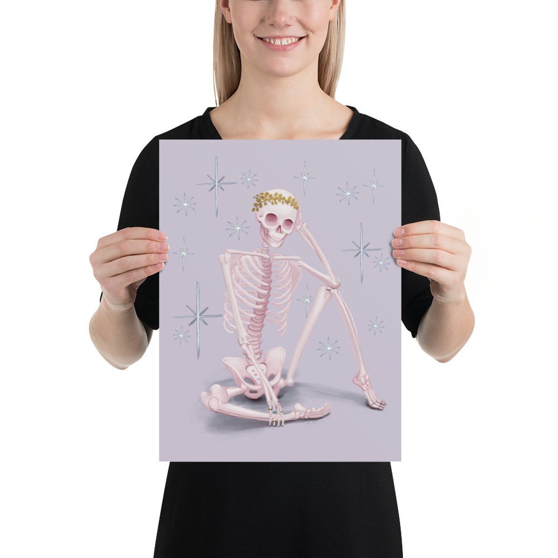 Halloween Aesthetic Wall Art, Pastel Skeleton Art Print, Creepy but ...
