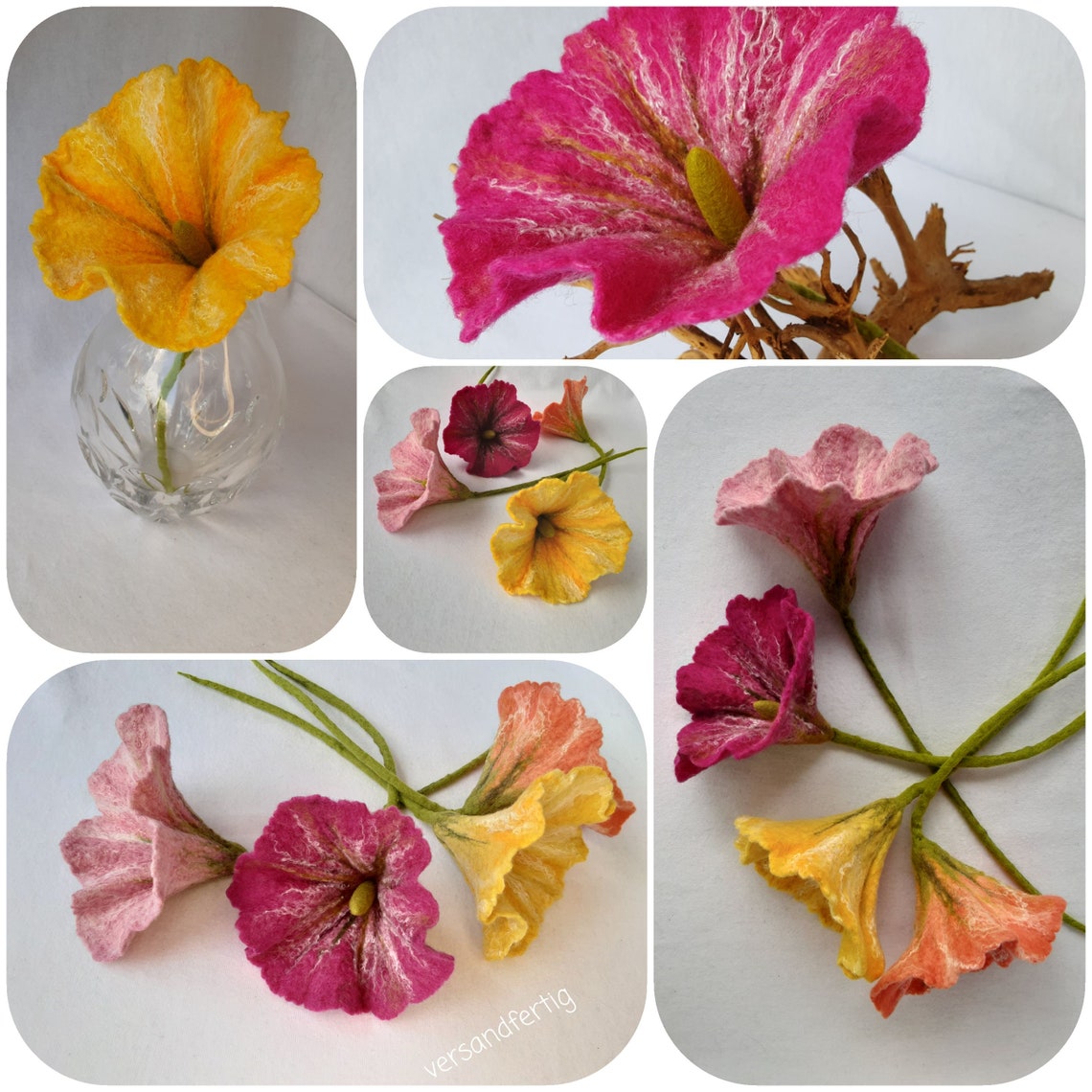 Edle Deko Blume gefilzt, Filzblüte , Filz Blumen, Filz Blüten, Blüten ...