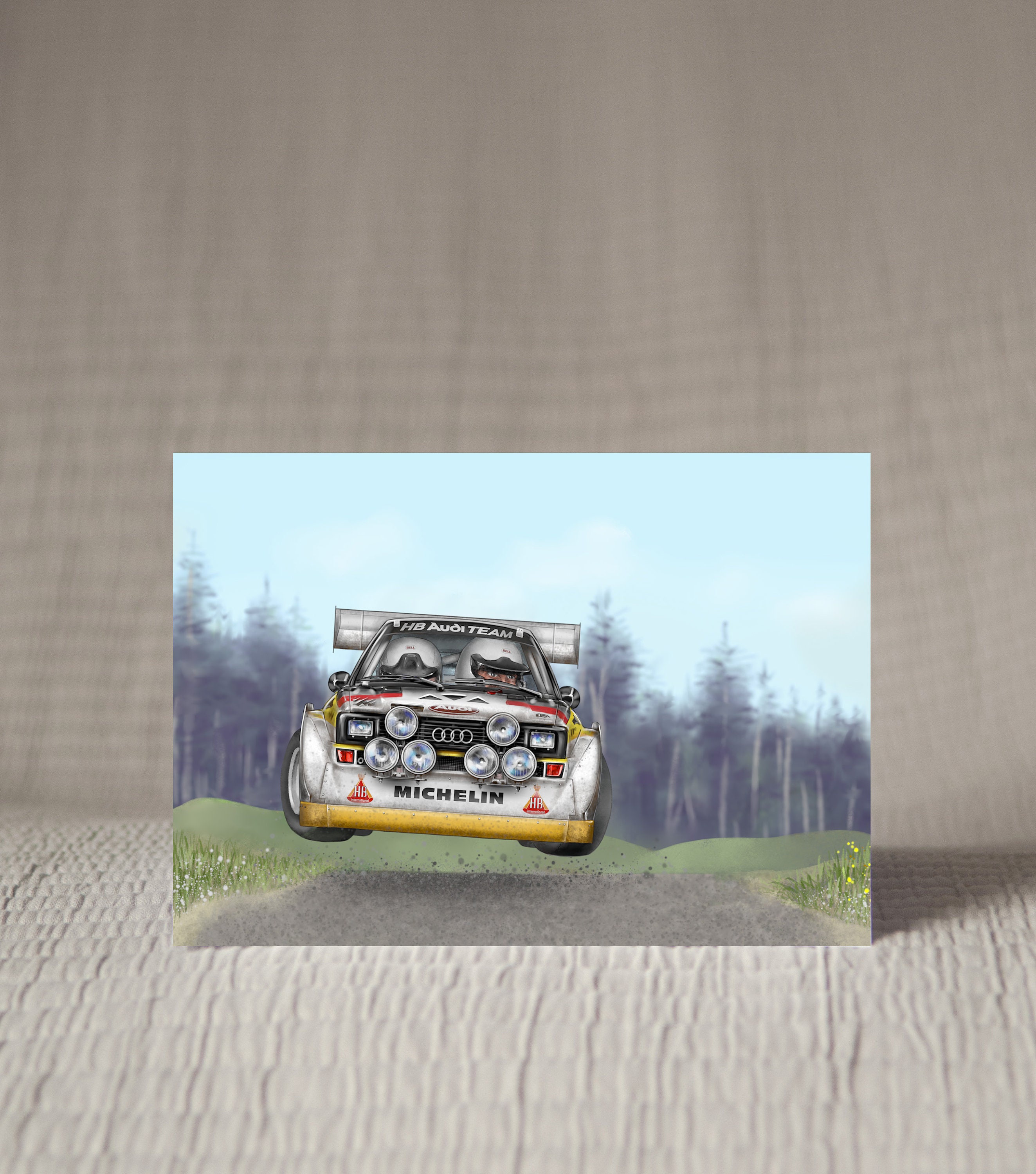 Cartoon Group B Audi Quattro S1 E2 Rally Car Greetings Card - Etsy