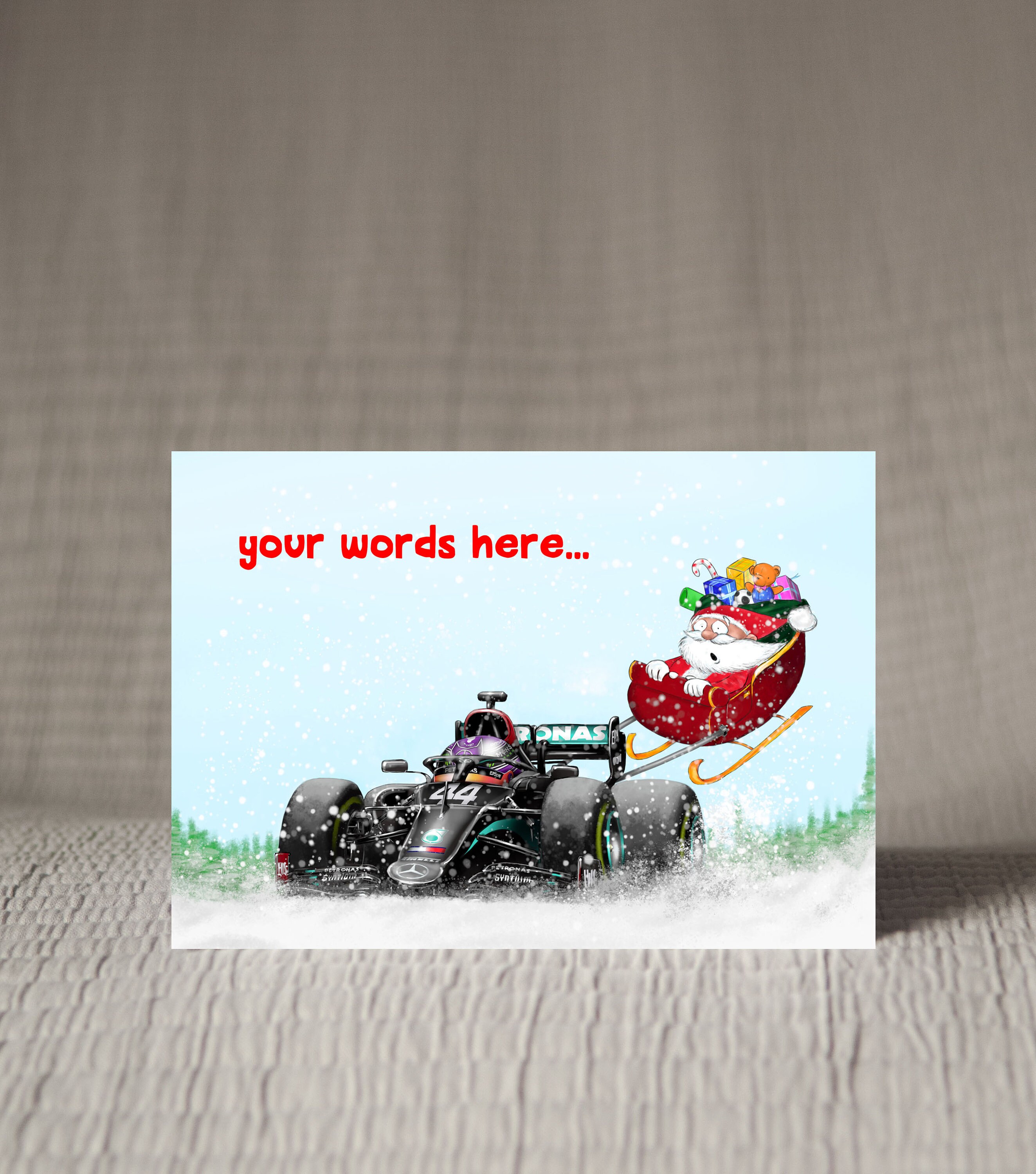 Lewis Hamilton and Father Xmas / Santa Formula 1 Motor Racing Christmas ...