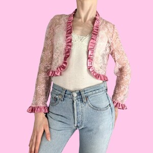 Vintage 60s Pink Lace Semi Sheer Cropped Cardigan Cover up - Etsy