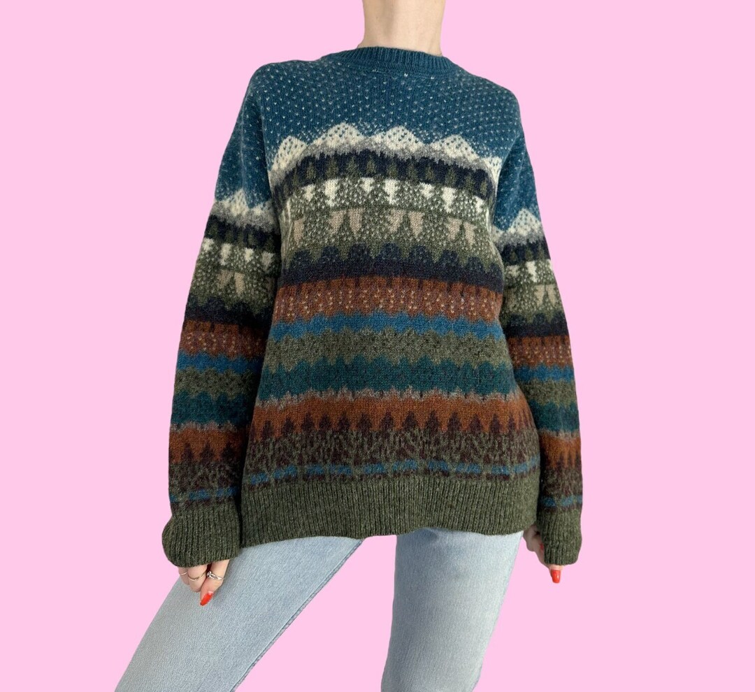 Vintage Pendleton Multicolor Mountain Tree Geometric Striped Wool ...