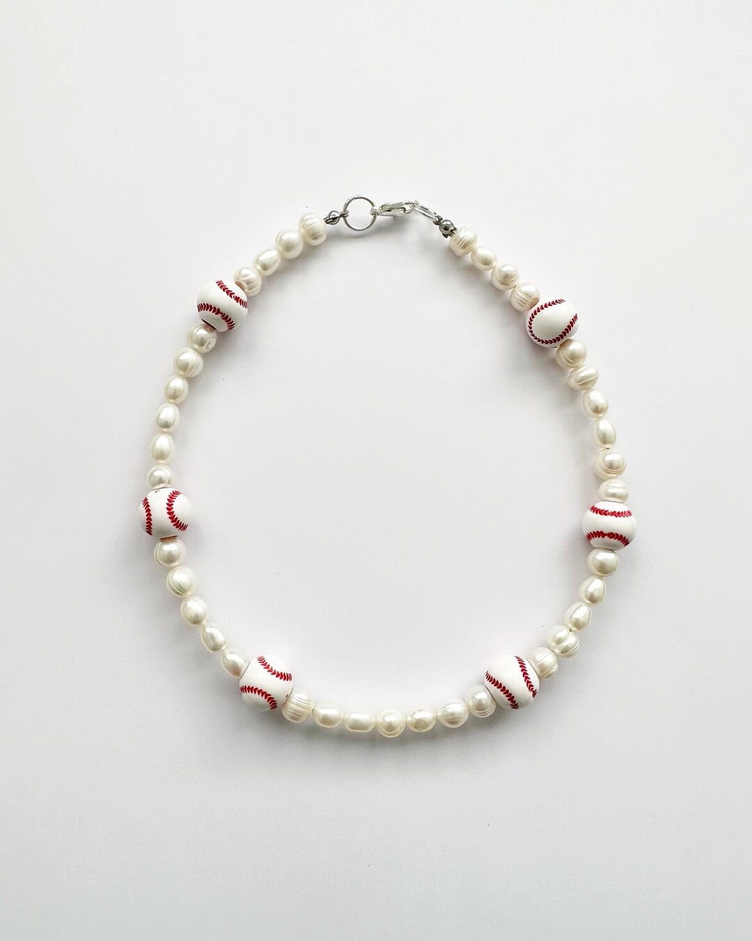 Customizable Beaded Sports Necklace: Freshwater Pearl Baseball Jewelry ...