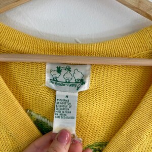 Vintage 90s the Quaker Factory Yellow Embroidered Floral Bouquet Bow ...