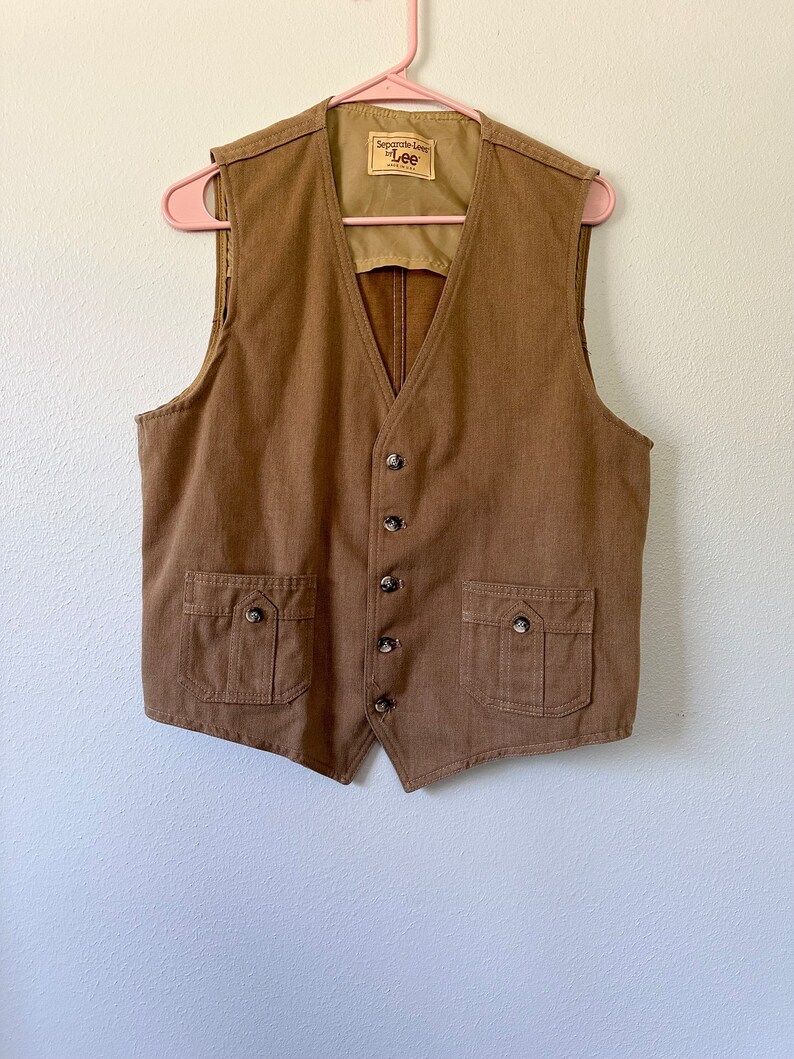 Vintage 80s Lee Brown Denim Button up Vest Size Medium - Etsy