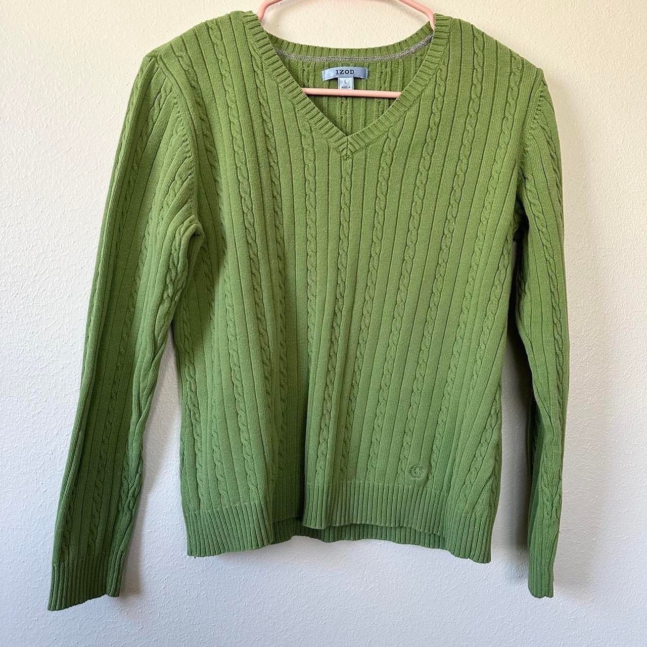 Y2K Izod Green Cable Knit Sweater Size Large - Etsy