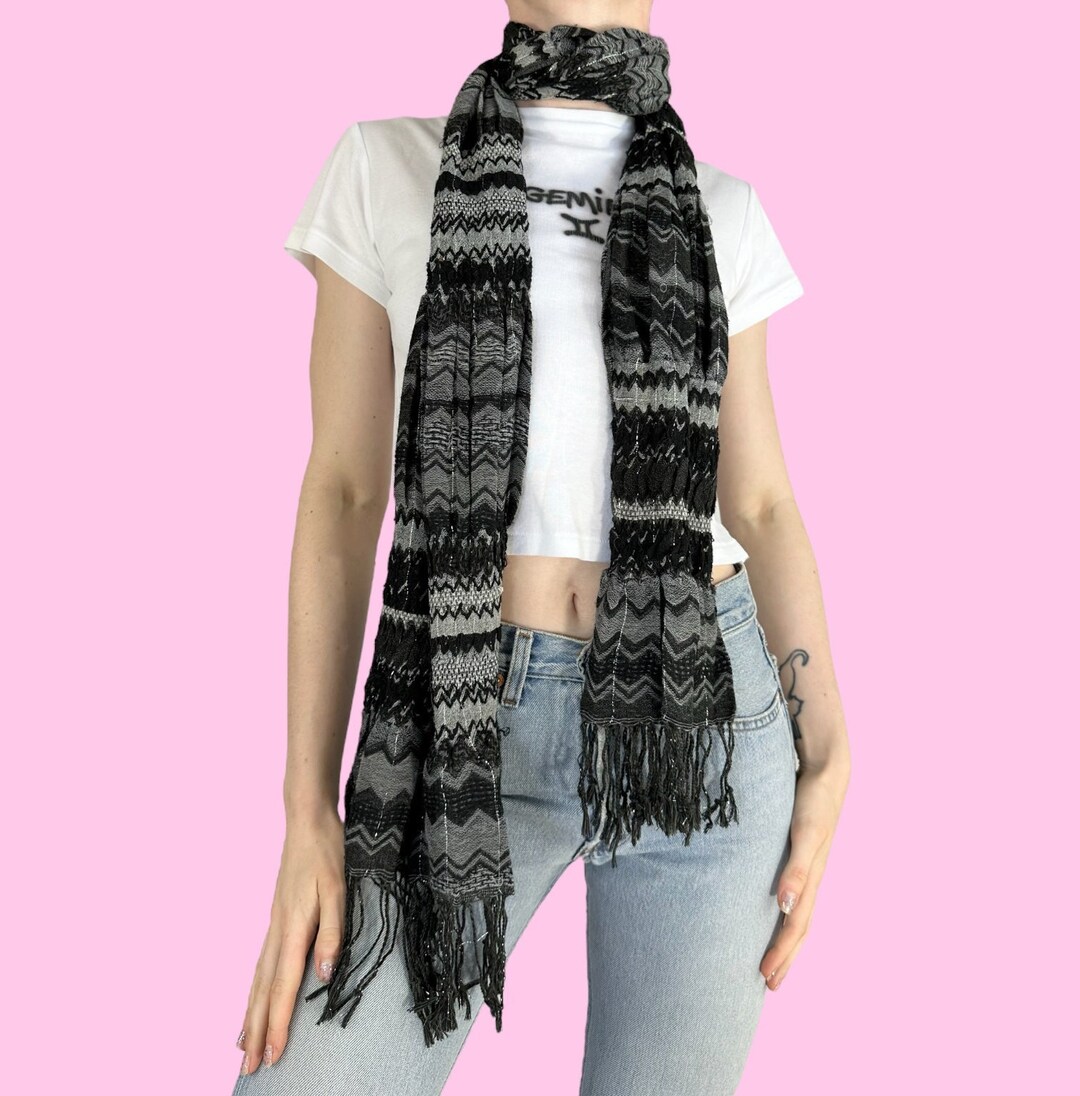 Y2K Black/grey Chevron Fairy Grunge Goth Scarf - Etsy