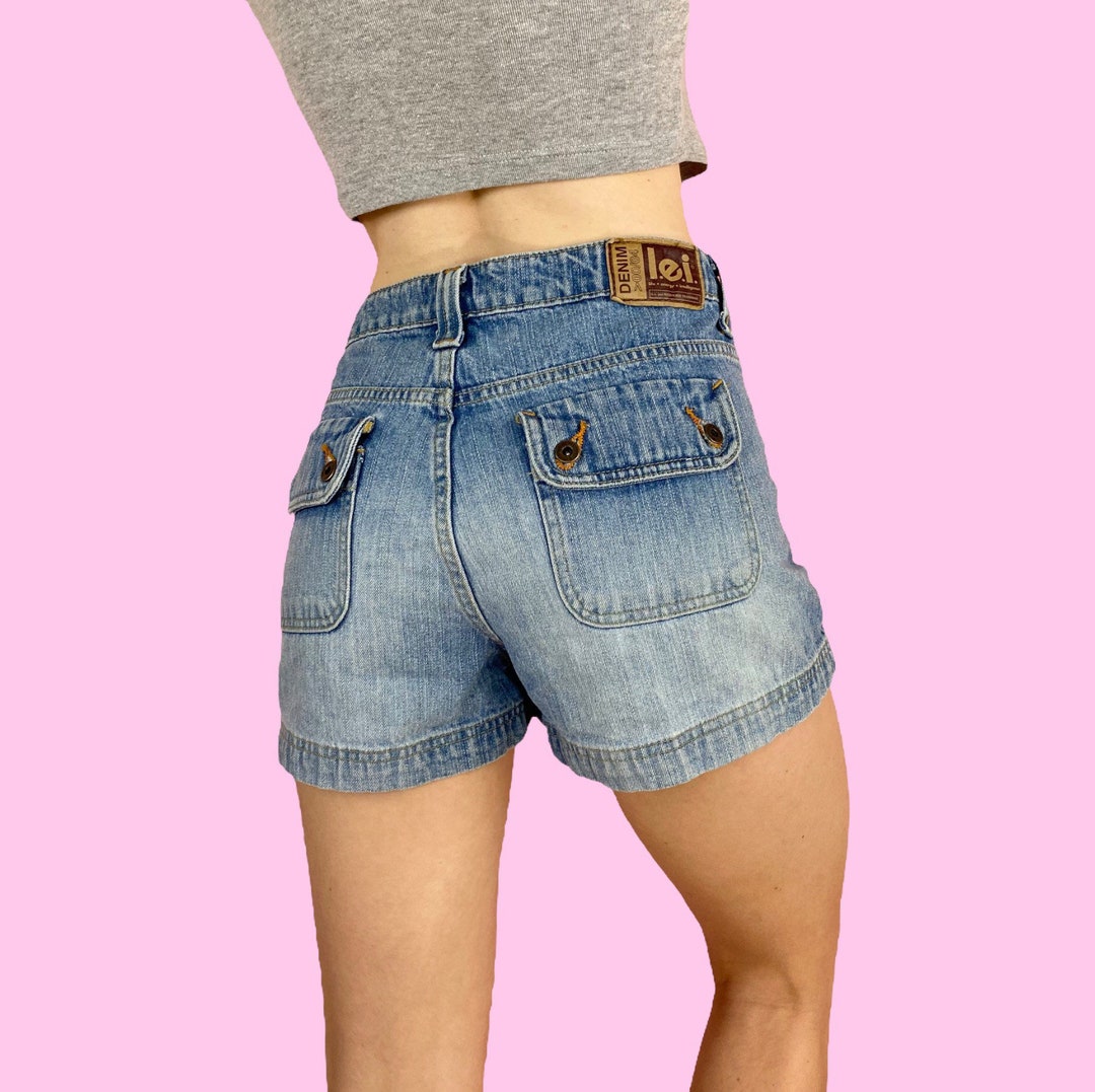 Y2K Lei Medium Wash Mid Rise Denim Cargo Mom Shorts Size 11 W32 - Etsy