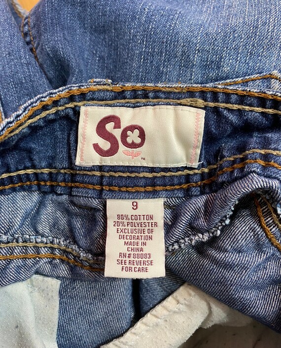 Y2K SO Mid Low Rise Dark Wash Denim Mini Skirt Size 9… - Gem Y2K SO Mid Low Rise Dark Wash Denim Mini Skirt Size 9… - Gem