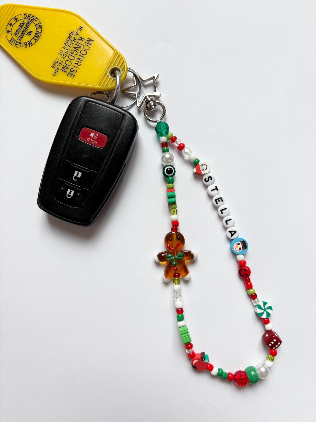 Personalized Christmas Beaded Keychain: Holiday Bag Charm - Etsy