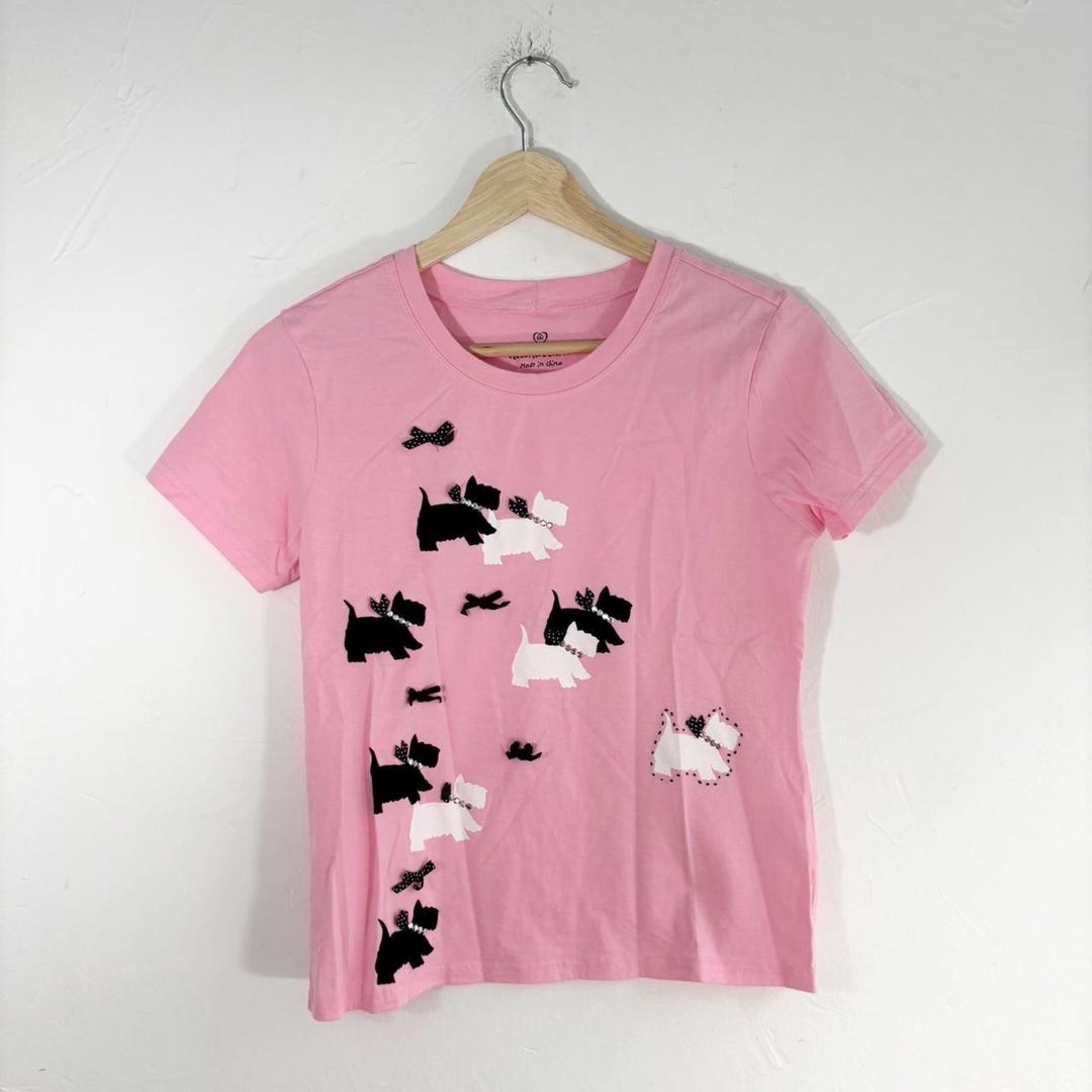Y2K Victoria's Secret Baby Tee: Pink Cropped Scottish Terrier Shirt (size XS) - Etsy