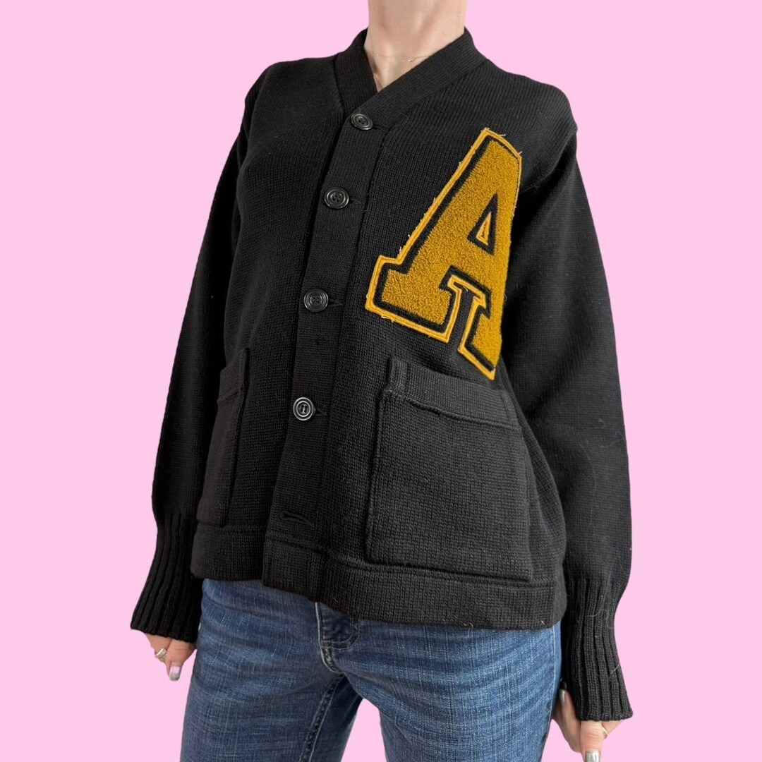 Vintage 1950s Black Knit Amarillo High School Varsity Letterman ...