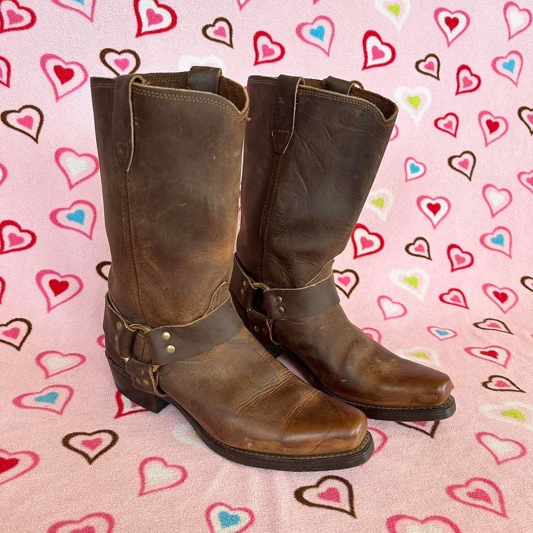 Durango Brown Leather Harness Motorcycle Boots Mens Size 7.5 - Etsy