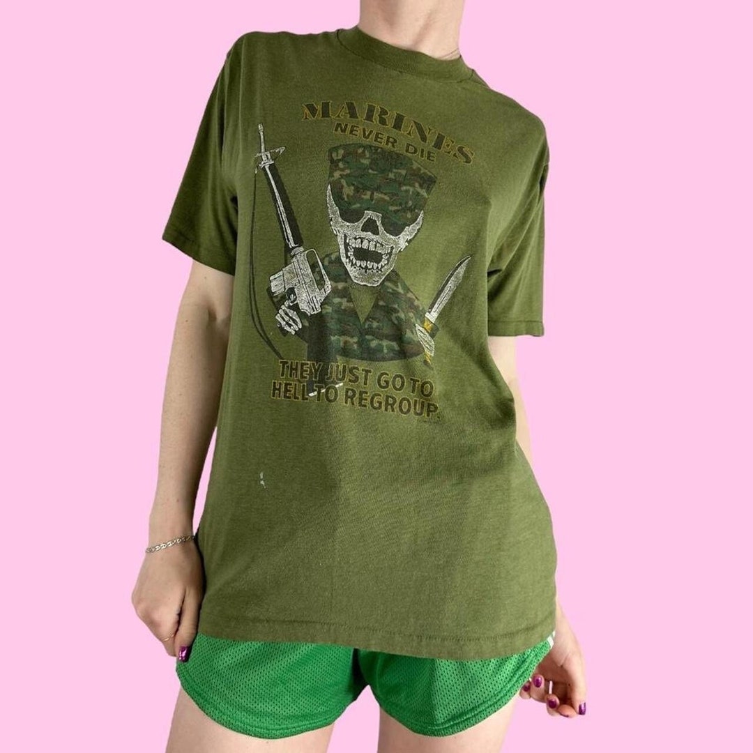 Vintage 80s Commando “marines Never Die They Just Go to Hell to Regroup ...