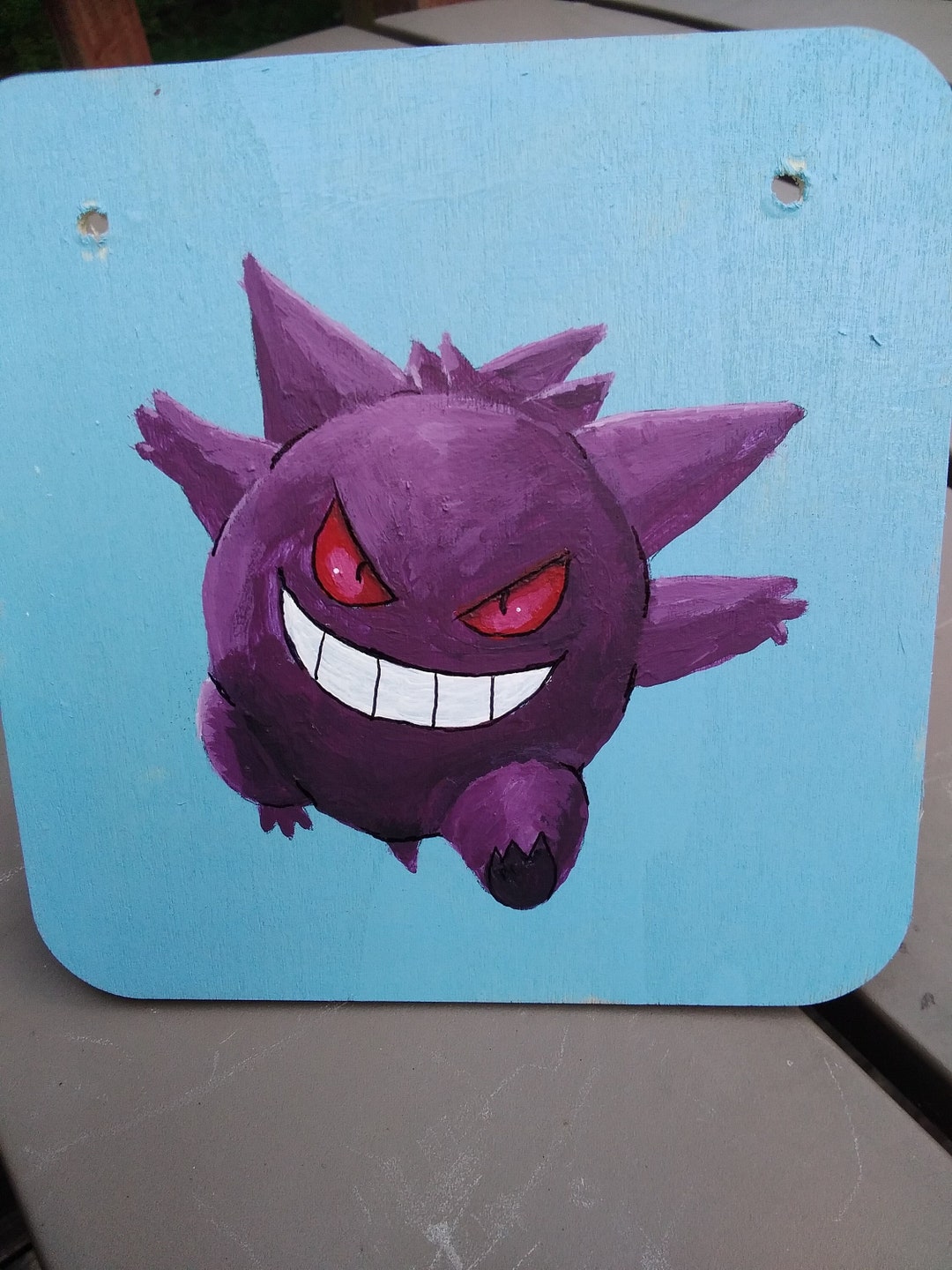 Gengar Small Painting on Wood Sign - Etsy