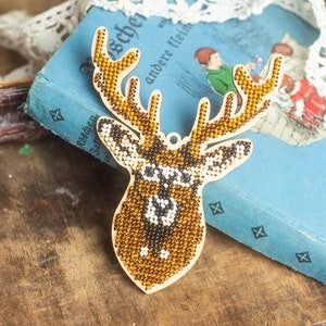 Beadwork Deer Ornament DIY Kit, Needlework Pattern for Bead Embroidery ...