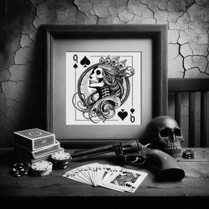 The Queen of Spades Embroidery Pattern, Halloween Cross Stitch Chart ...
