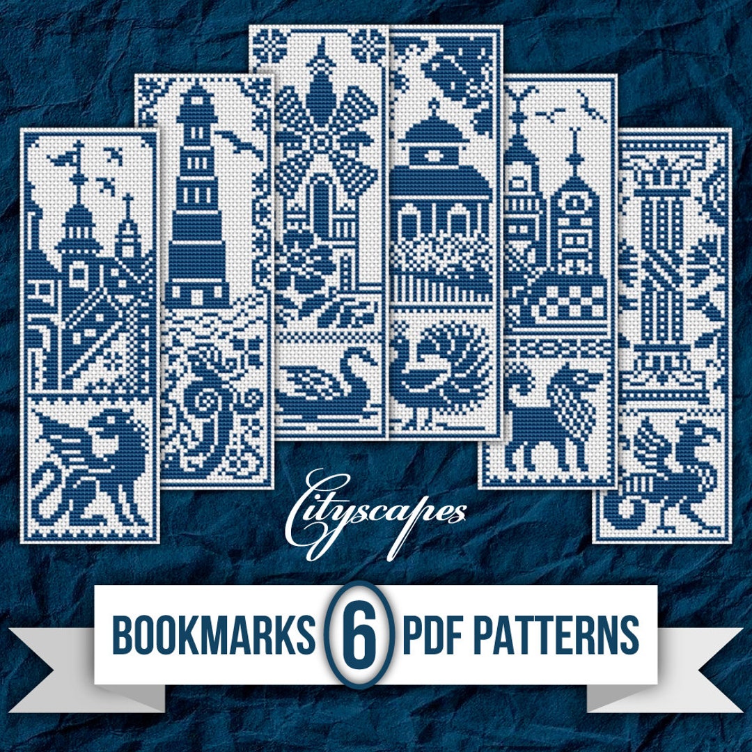 PDF Bookmarks in Antique Style Cross Stitch Pattern, Cityscape ...