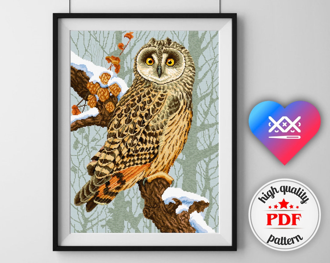 Owl PDF Cross-stitch Pattern Counted Cross Stitch Chart DIY - Etsy